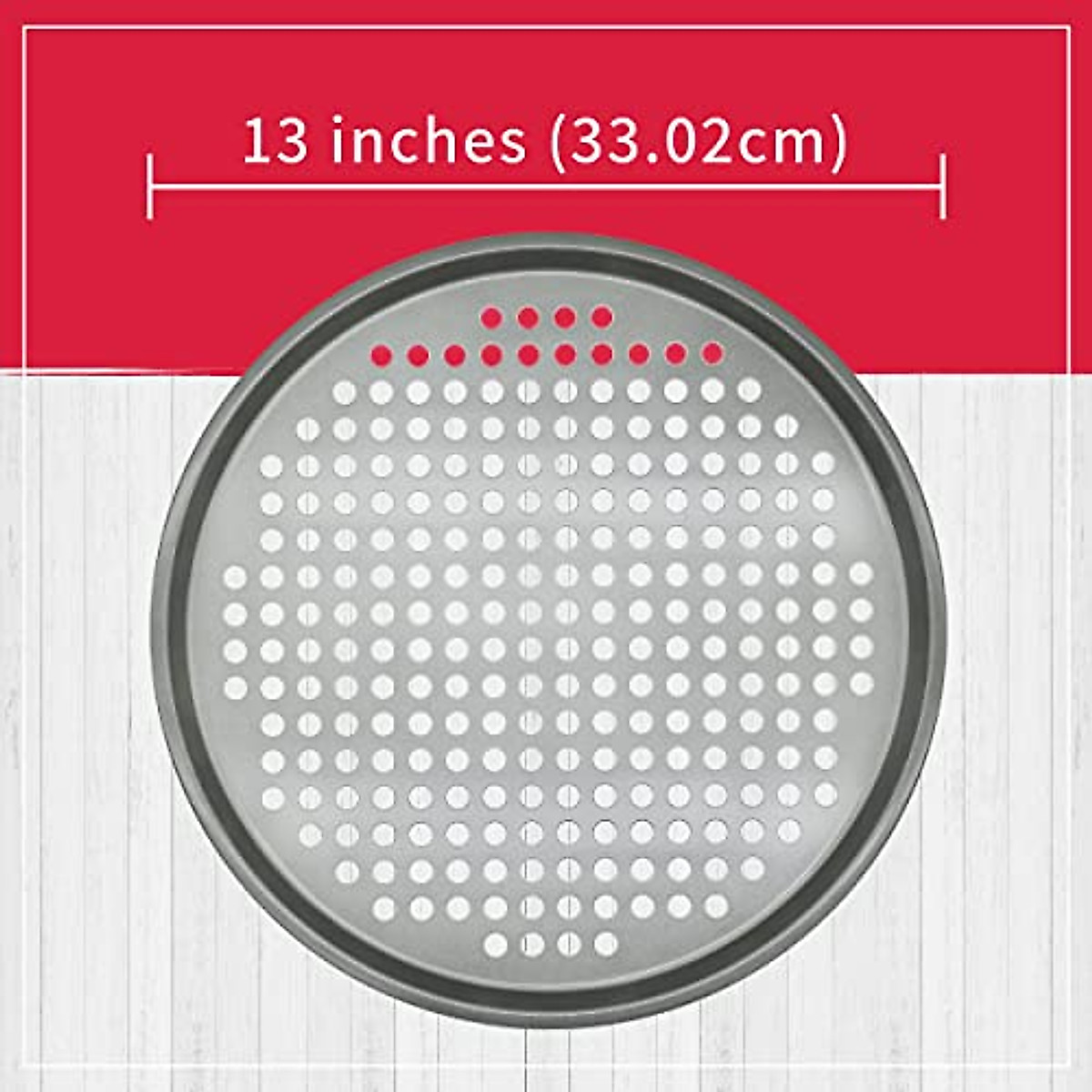 Maxi Small Pizza Pan w/Holes, Non-Stick, Scratch Resistant, Pizza Pan Set of 2, Made with Steel & Aluminum for Crispy Crust, Round Pizza Pan for Oven,13 Inch Baking Steel Pizza Pan Tray