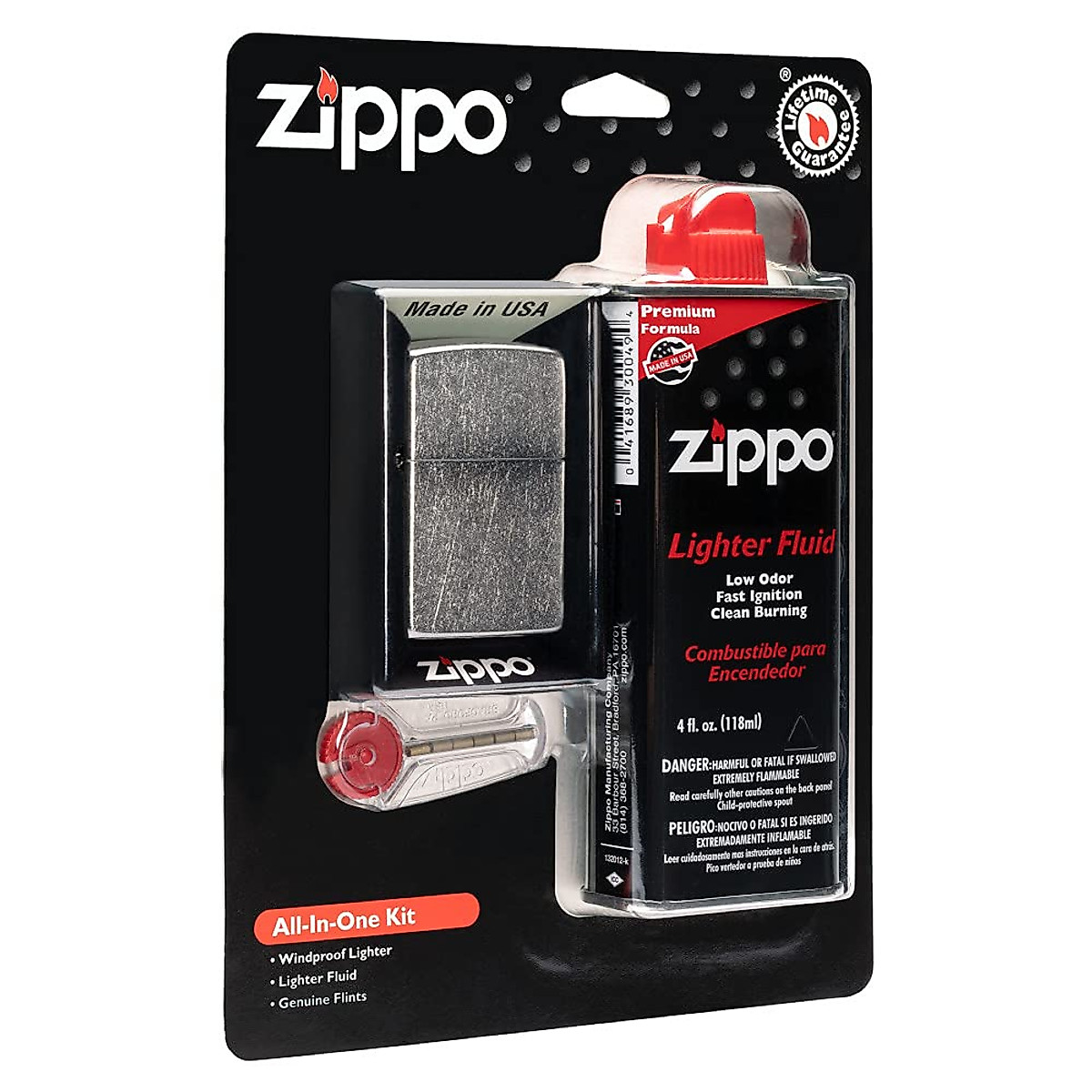 Zippo 24651 All-in-One Kit Silver + Zippo Fuel Street Canister Chrome