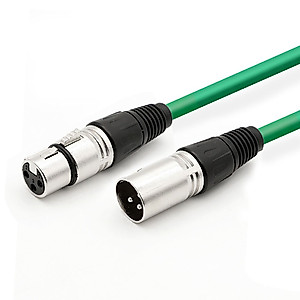 DREMAKE 16.5 Feet Sound Speaker Cable 3 Prong Microphone XLR Cable 3Pin XLR Male to XLR Female Snake Cord for Performance, Stage, Karaoke, Public - Green