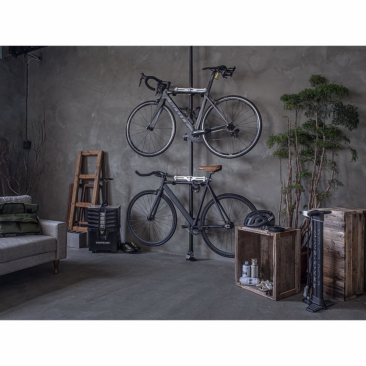 Topeak Dual Touch Bike Storage Stand , L x W x H ﻿44 x 34 x 214 cm (Open) / ﻿17.3” 13.4” x 84.3”