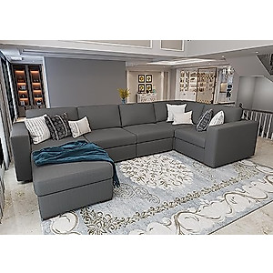 Sunrise Coast Modular Sectional Sofa Couche Convertible L Shaped Couches with Ottoman 127" Grey Large Sleeper Sofa Bed 6 Seat Sofa for Living Room