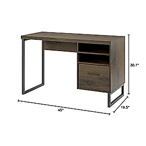 Amazon Brand - Ameriwood Home Rectangular Candon Writing Desk With 1 Drawer, Distressed Oak, Medium Brown, 19.5 in x 45 in x 30.1 in