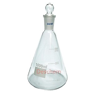 Deschem Glass Erlenmeyer Flask,Lab Conical Bottle with 24/40 Ground Joint Stopper