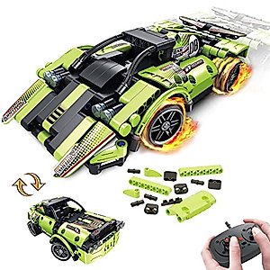 GAMZOO STEM Building Toys for Kids with 2-in-1 Remote Control Racer Snap Together Engineering Kits Early Learning Racecar Building Blocks and Off-Road Best Gift for 6 7 8 and 9＋Year Old Boys and Girls