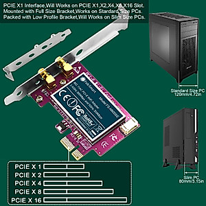 FebSmart Wireless N 600Mbps Dual Band PCIE WiFi Adapter for Windows 11, 10, 8.x, 7, XP (32/64bit) and Windows Server Desktop PCs, 2.4GHz 300Mbps or 5GHz 300Mbps PCIE WiFi Card (FS-N600BT)