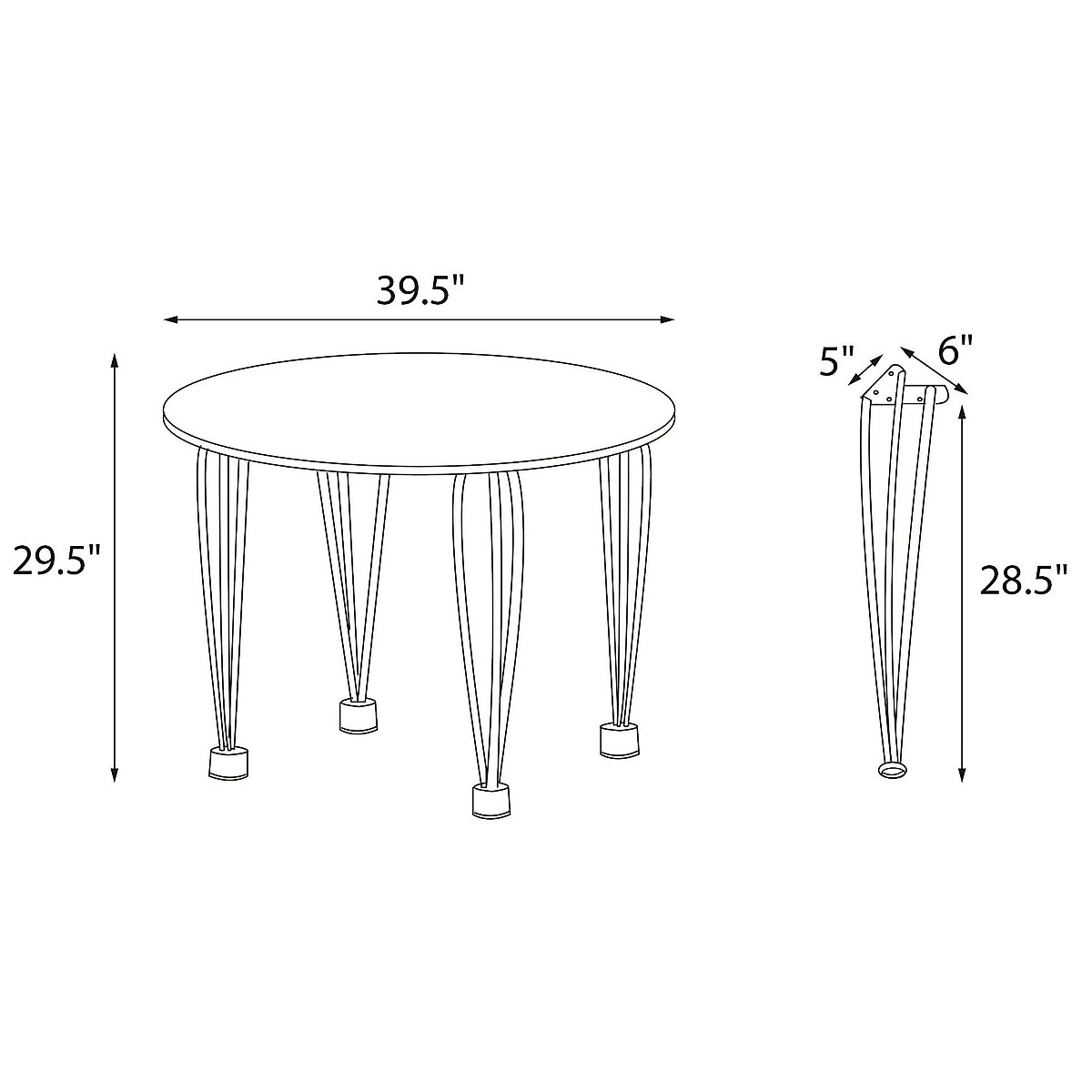 DHP Bentwood Round Dining Table Top, Contemporary Design for your Kitchen, Legs sold separately - Black, Medium