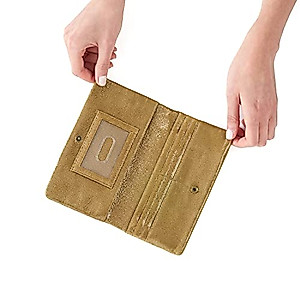 HOBO Lumen Leather Wallet For Women - Snap Closure, Exterior Zip Pocket With Six Credit Card Slots and ID Window Shimmer One Size One Size