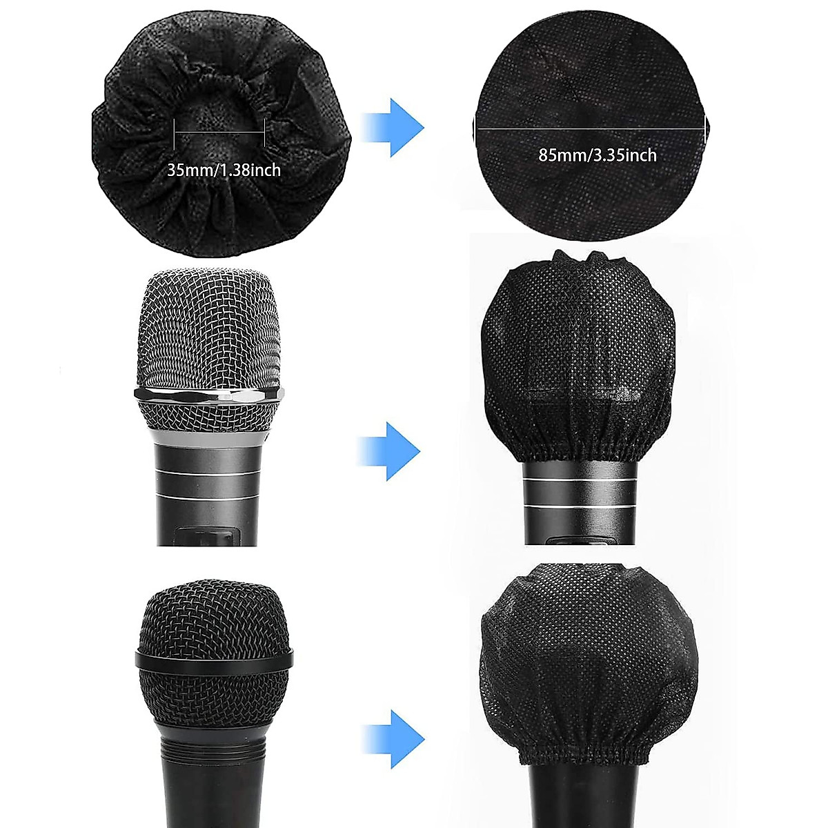 100PCS Microphone Cover Disposable Non-Woven Microphone Windscreen Protective Cap Karaoke Mic Cover for KTV Home Karaoke Bar News Interview
