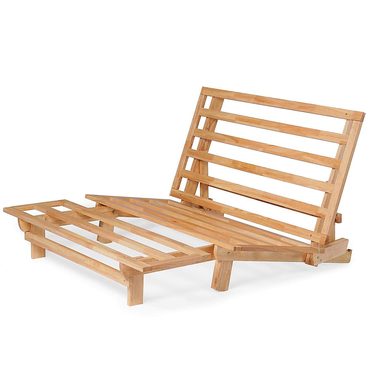 Nirvana FUTONS Queen Size Tri-Fold Wood Futon Sofa Bed Lounger Frame - (Space Saver, Natural Finish) Ideal for Small Spaces, RVs, and Dorm Furniture