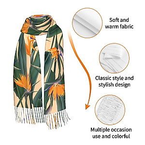 Cashmere Scarf Blanket with Tassel Bird of Paradise Womens Gifts Long Shawl Wraps Winter Stole