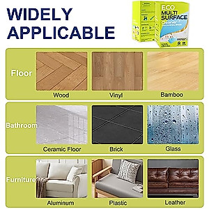 JSENA Floor Cleaner Sheets，60 Loads Multi Effect Floor Cleaning Slice, Mopping concentrated Floor Cleaning Sheets for Mopping Concentrated Multi-Surface Cleaner ,Non Stubborn Stains, Daily Cleaning，Easy Use, for RV, Space Saving, Mild Scent