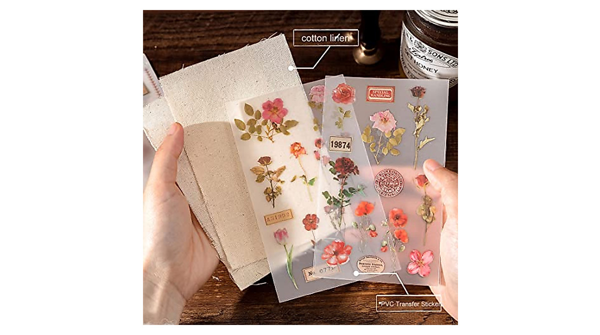 Vintage Floral Stickers - Rub On Transfer Decals for DIY Crafts