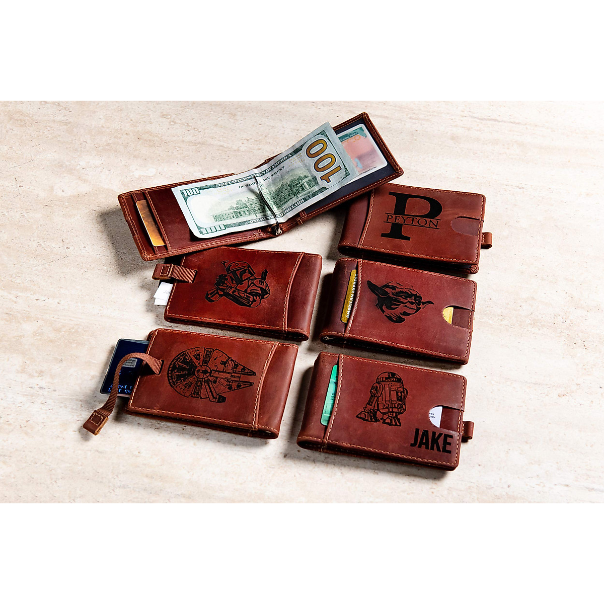 Personalized Star Wars Inspired Slim Hidden Pocket Distressed Leather Wallet The Cedar Key Wallet by Left Coast Original