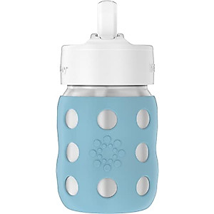 Lifefactory 8-Ounce Stainless-Steel Vacuum-Insulated Wide-Neck Baby Bottle with Straw Cap, Denim (LS2241WDE4)