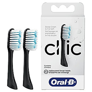 Oral-B Clic Toothbrush Replacement Brush Heads, Deep Clean Extra Soft, Black, 2 Count(Packaging may vary)