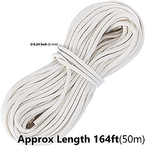 HAKZEON 164FT 1/4 Inch Cotton Rope, Natural Macrame Cord White Clothesline Heavy Duty All Purpose Rope for Wall Hanging, Plant Hanger, DIY Cotton Rope Basket, Crafts, Knitting and Wall Tapestries