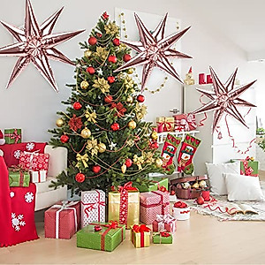 75 Pieces 26" Rose Gold Balloons Star Foil Balloons Mylar Balloons for Baby Shower, 12 Point Large Starburst Balloons for Gender Reveal, Wedding, Magical Prom or Engagement Party Decors Kids Surprise