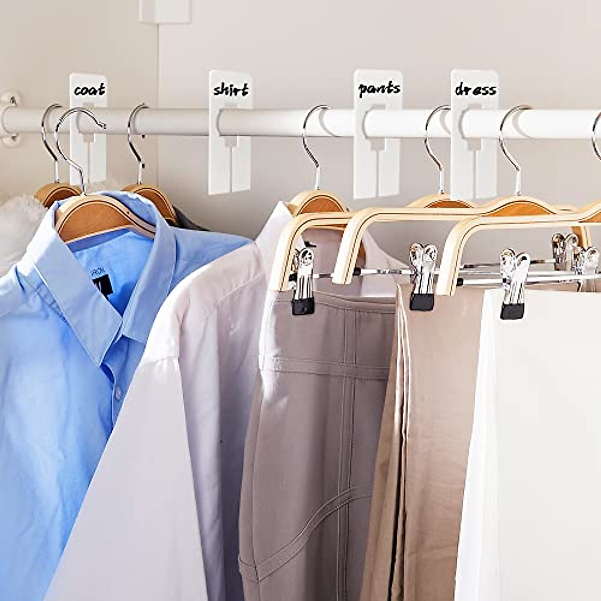 GZHOK Closet Dividers for Hanging Clothes 20 Pack Clothing Rack Dividers Baby Closet Dividers White Hanger Dividers With Marking Pen(Square)