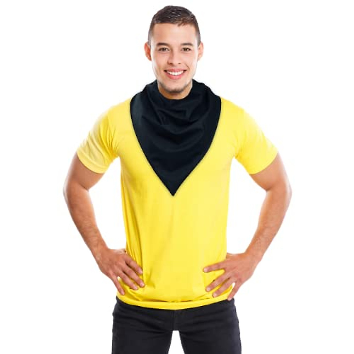 Modaliv Adult Gender Neutral Bandana Bibs & Drool Bibs for Frequent Drooling & Accidental Spills, Adult Bibs with 4-layer Clothes Protectors & Stain Hiding Design, Absorbent Bibs for Adults (Large Black)