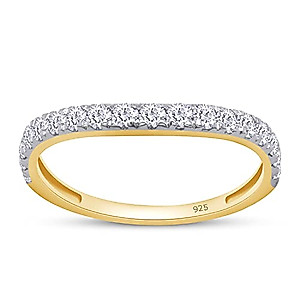 SAVEARTH DIAMONDS 1/2 ct. t.w Round Cut Lab Created Moissanite Diamond Half Eternity Wedding Band Ring For Women In 14K Yellow Gold Over Sterling Silver (VVS1 Clarity, 0.50 Cttw)-4.5