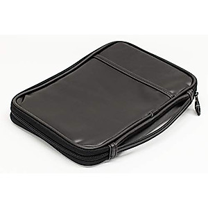 Black and Gray Cross Leather Look Bible Cover Case with Handle Large