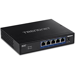 TRENDnet 5-Port 10G Switch, 5 x 10G RJ-45 Ports, 100Gbps Switching Capacity, Supports 2.5G and 5G-BASE-T Connections, Lifetime Protection, Black, TEG-S750