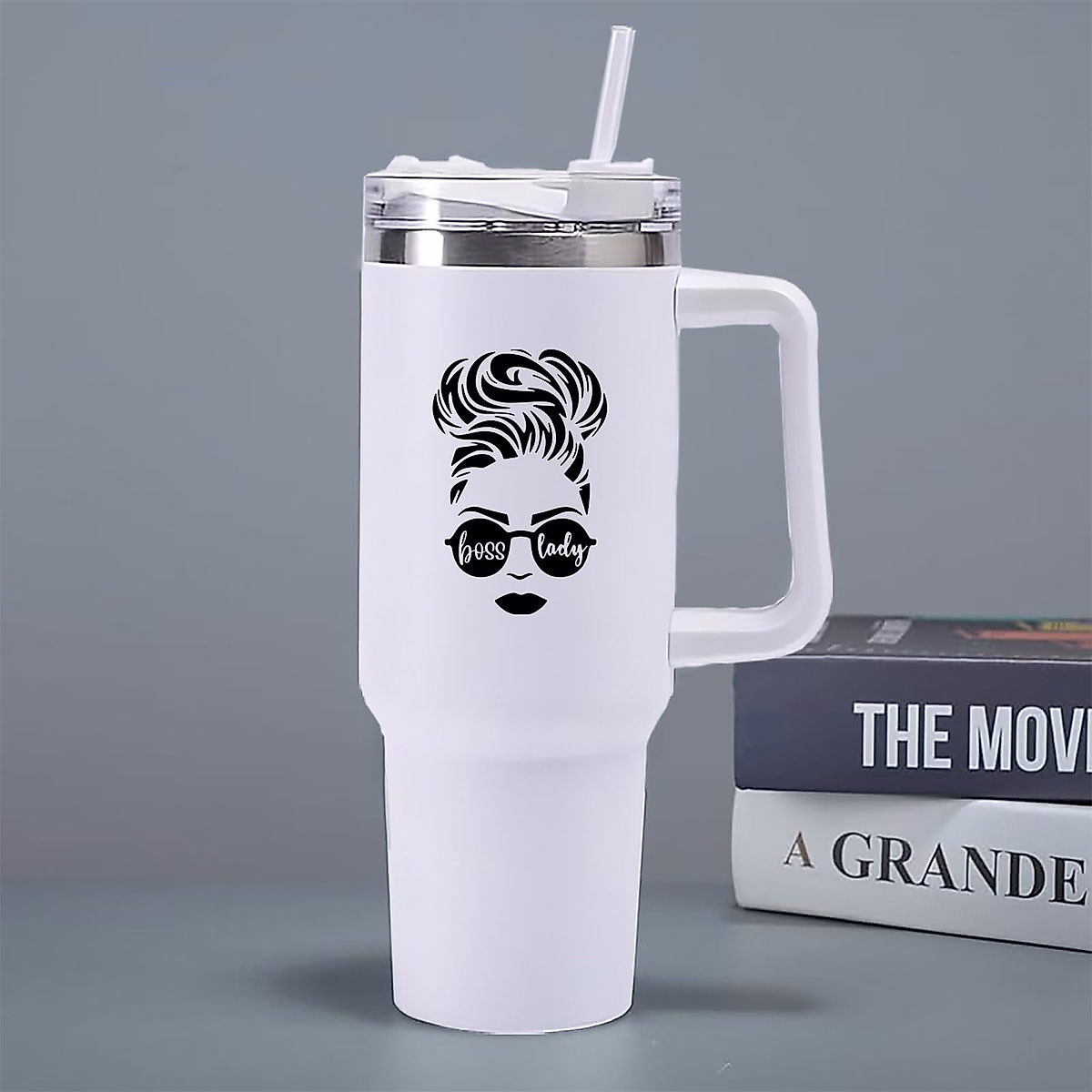 Boss Lady Gifts for Women - 40 oz Insulated Tumbler with Handle & Straw - Best Boss Appreciation Gift, Funny Coffee Mug for Work, Office, Birthday, Christmas, Farewell Gift for Boss or Coworker