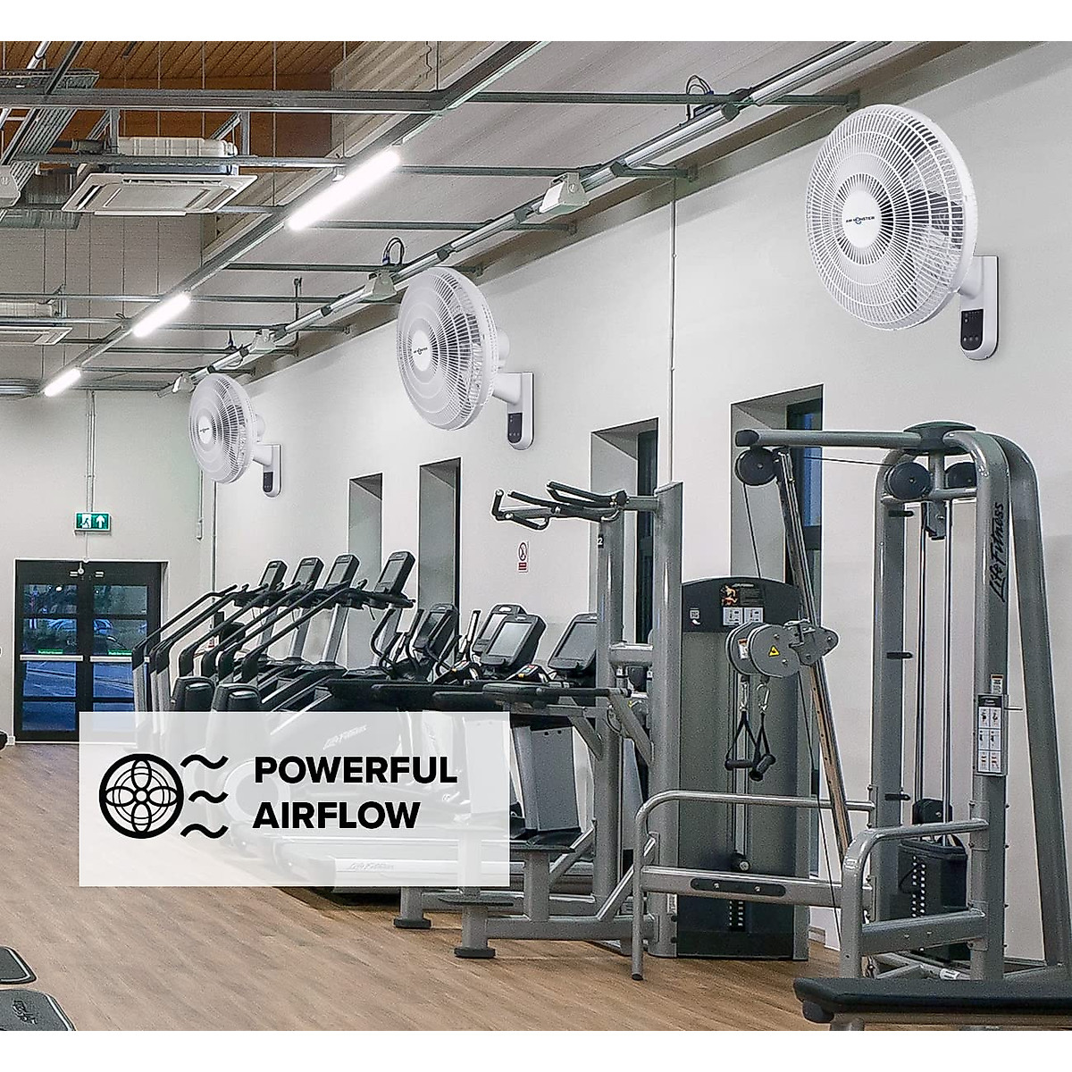 Air Monster 16 Inch Wall Mount Fan with Remote Control, Garage Fan, High Velocity Wall Fan, 70 Degree Oscillating Wall fan with Remote, 3 Speed, Adjustable Tilt, ETL, White