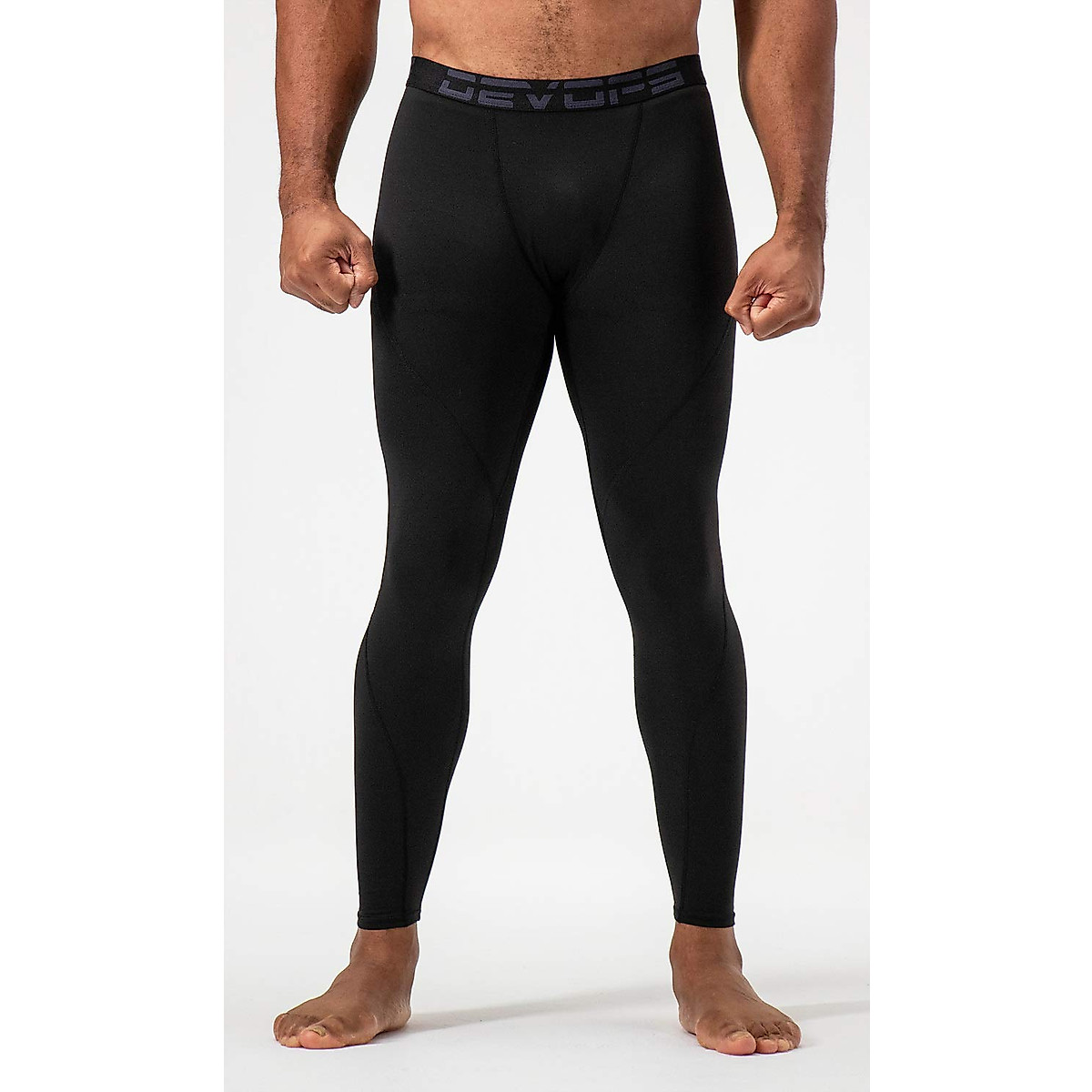 DEVOPS Men's Thermal Compression Pants, Athletic Leggings Base Layer Bottoms (2 Pack) (Large, Black/Black)