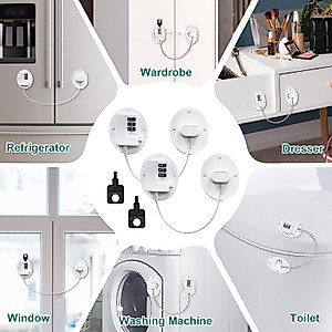 Refrigerator Door Lock keyless, Proof Fridge Lock Combination File Drawer Lock, Safety Cabinet Locks, Strong Non-Marking Adhesive Cupboard Lock for Pantry Freezer and More (2PCS-White)