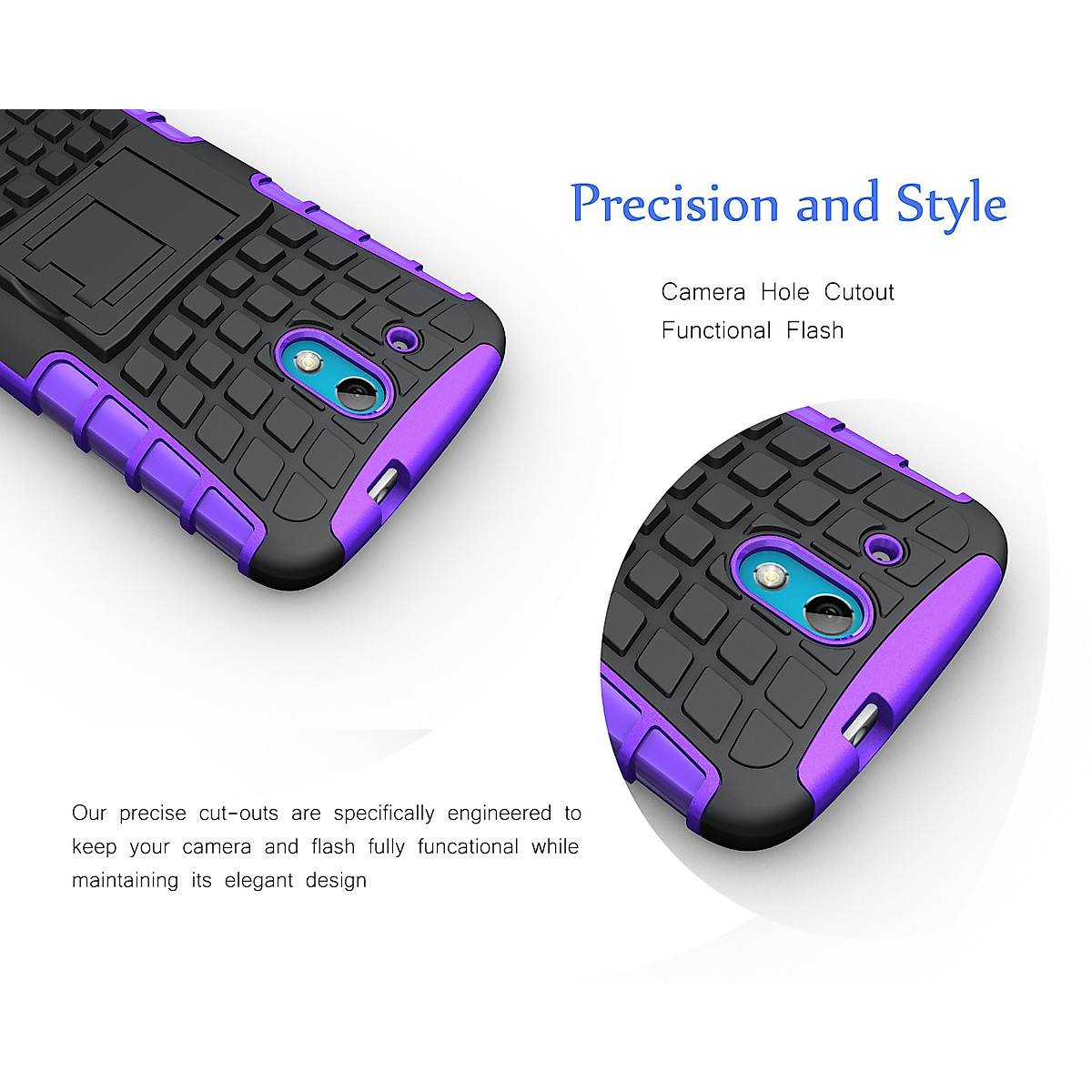 HTC Desire 526 Grenade Combat Case by ElBolt - Purple with Free HD Screen Protector