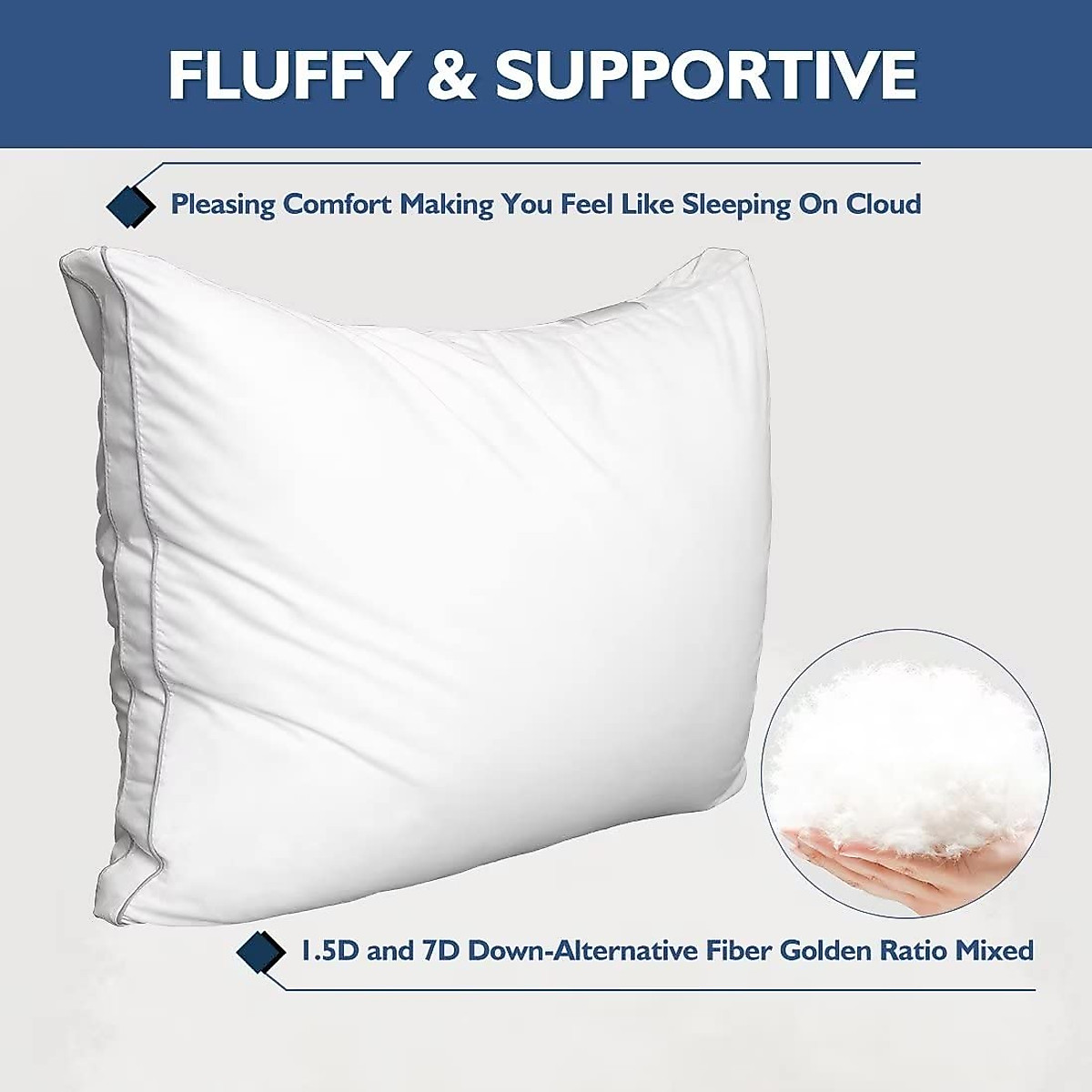 JICUSE Bed Pillows King Size Set of 2, Hotel Quality King Pillows 2 Pack for Sleeping with Soft Down Alternative Filling, Gusseted Bedding Pillow for Back, Stomach or Side Sleepers, 20" x 36"