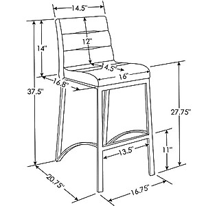 Zuri Furniture Lynx Counter Height Contemporary Bar Stool with Metal Base - Slate
