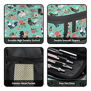 SEGXCFL Chicken Pencil Case for Girls Boys Cute Large Pencil Pouch Organizer Pencil Bags with Zipper for School Office College Back to School Gifts