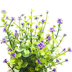 Svenee Artificial Mini Potted Plants Fake Plastic Milan Flower for Farmhouse Living Room Bathroom Office Desk Shelf Home Greenery Decoration (Purple)