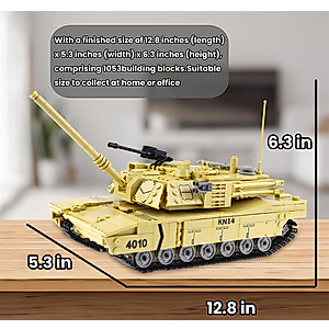 Gonli Military Building Toys for Kids 1053 Pieces US Army M1A2 Main Battle Tank Building Blocks Bricks WW2 Army Tank Model Kits