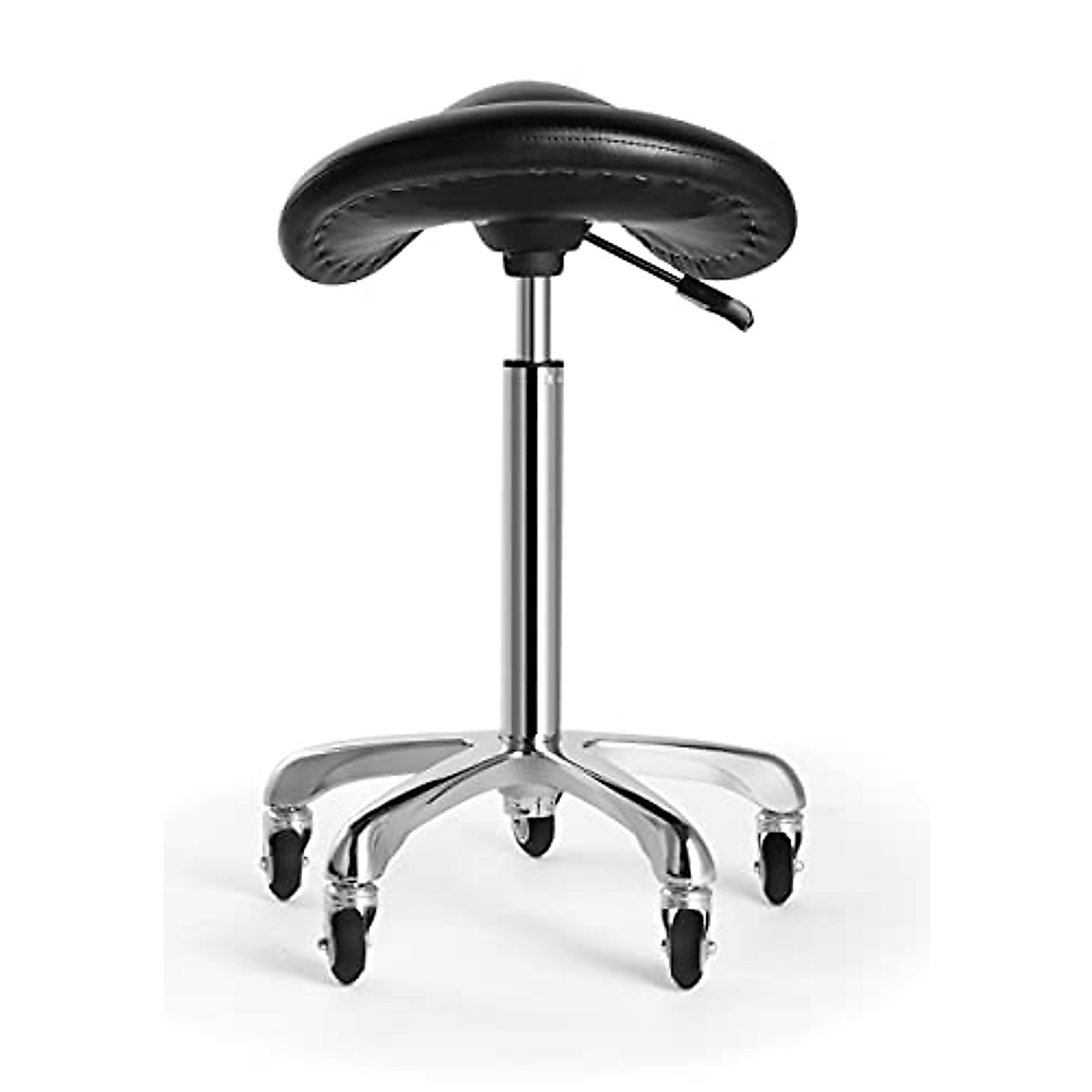 Saddle Stool Rolling Chair Swivel Salon Cutting Stool Adjustable Hydraulic Ergonomic with Wheels