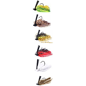 6Pcs-Weedless-Swimming-Jigs-Fishing-Lure,Saltwater Chatter Fish Baits for Bass Fishing Lures Jig Heads with Weed Guard Freshwater Crappie Artificial Bait Hooks Mix Color Skirts Kits for Pike Trout