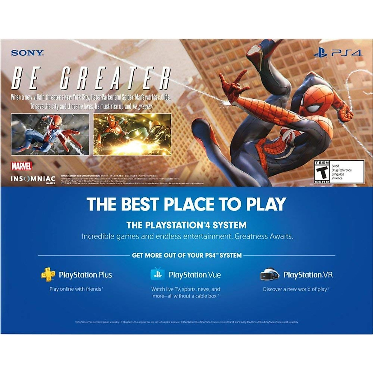 Newest Bundle-PlayStation 4 slim 1TB Console with Marvel's Spider-Man and Assassin's Creed Odyssey Deluxe Edition - Jet Black