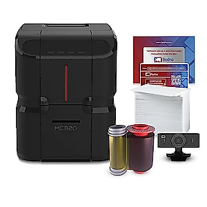 Bodno Matica MC320 Direct-to-Card Dual Sided ID Card Printer & Complete Supplies Package Silver Edition ID Software