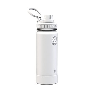 Takeya Actives Insulated Stainless Steel Water Bottle with Spout Lid, 18 Ounce, Arctic