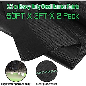 LAVEVE 3FTx 100FT Weed Barrier Landscape Fabric, 3.2oz Premium Heavy-Duty Gardening Weed Control Mat, Ground Cover for Gardening, Farming with 20 U-Shaped Securing Pegs