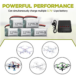 sea Jump 5PCS 3.7V 400mAh Li Battery with 5in1 Charger for SYMA Q11 H99W H31 H6C H98 TR-C385 TR-P51 TR-F22 Quadcopter Parts Aircraft Model Drone Battery AT-96