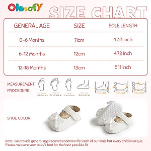 ohsofy Infant Baby Girls Mary Jane Flats Soft Sole Non-Slip Bowknot Princess Wedding Dress Shoes Toddler Crib Shoes