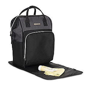 Bananafish Diaper Bag - Multi-Function Design Nappy Bag for Baby Care or Travel - Carry or Wear as Backpack - Large Capacity in Trendy, Stylish Design, Black/Grey, one Size