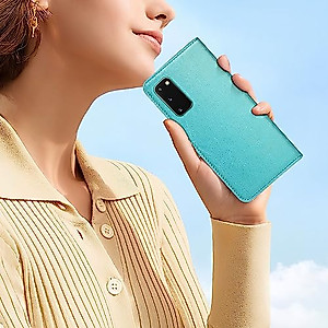 DJBull 2-in-1 Detachable for Samsung Galaxy S20+/S20 Plus 6.7 inch case with Credit Card Holder【RFID Blocking】,Flip Folio Book PU Leather Protective Cover Women Men for S20 Plus Phone case Blue Green