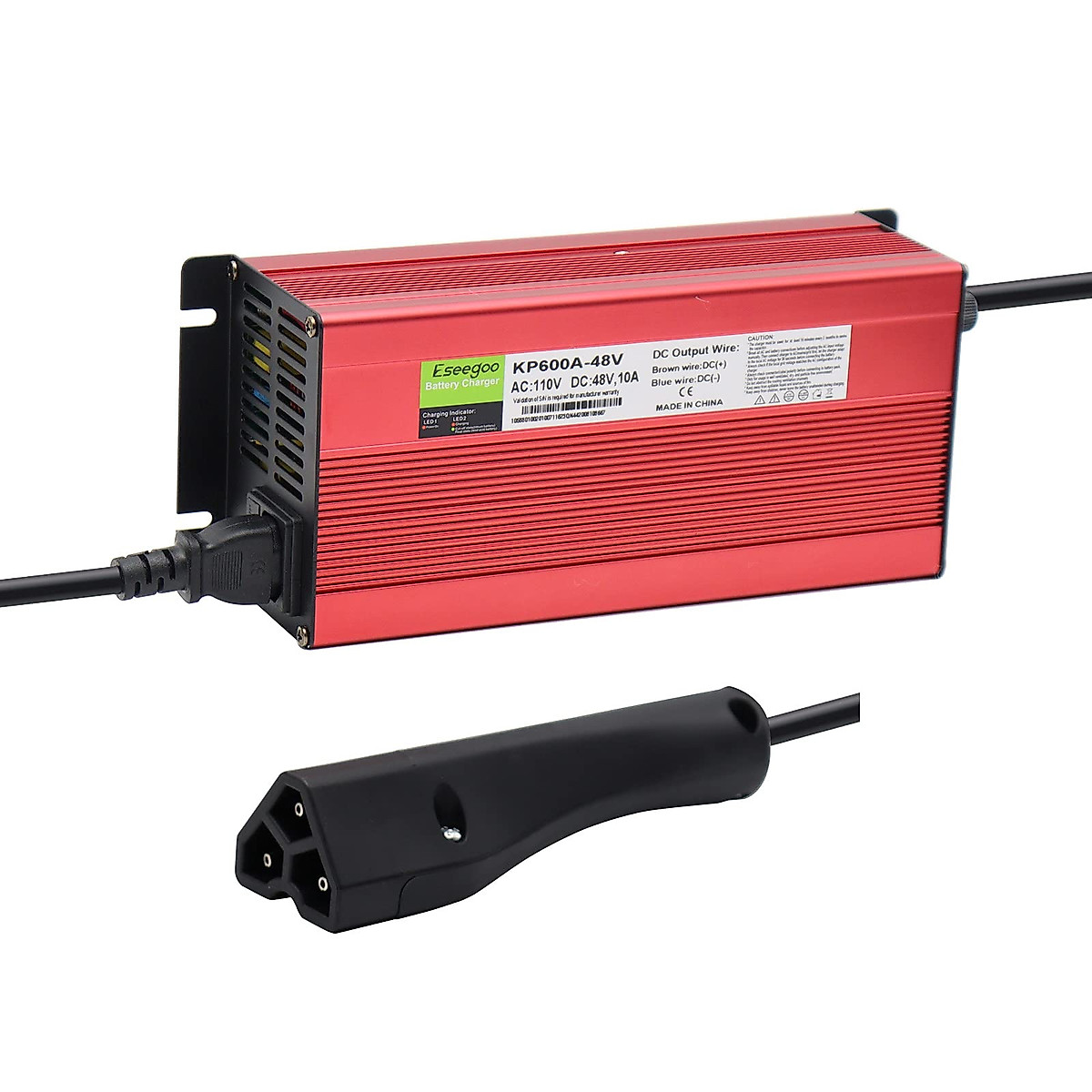 Eseegoo 48 Volt 10 AMP Battery Charger Compatible with EZGO RXV & TXT for 48 Volt Golf Carts with RXV Plug/ 3 Pin Triangle Style Plug