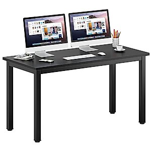 DlandHome 63 inches X-Large Computer Desk, Composite Wood Board, Decent and Steady Home Office Desk/Workstation/Table, BS1-160BB Black Walnut and Black Legs, 1 Pack