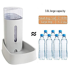 ZZK 3.8L Pet Automatic Feeder Animal Water Dispenser, Used for Cats and Dogs Drinking Water and Feeding Bowl Large-Capacity Consumables,C