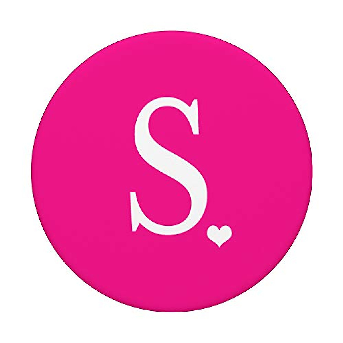 White Initial Letter S heart Monogram on Hot Pink PopSockets PopGrip: Swappable Grip for Phones & Tablets